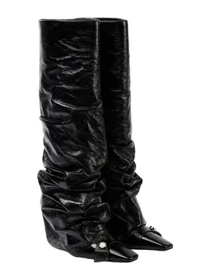 Attico Juno 95 Leather Knee-high Boots - Black