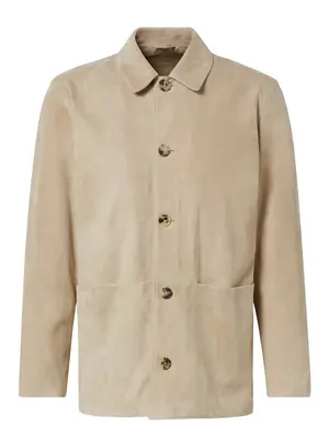SAMAN AMEL Leather Jacket - Beige