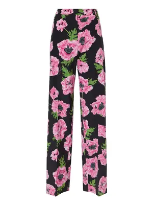 Stella McCartney Poppy Floral Wide-leg Pants - Black