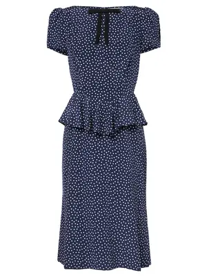 Alessandra Rich Polka-dot Silk Midi Dress - Blue