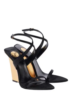 Saint Laurent Salomé 110 Wedge Sandals - Black