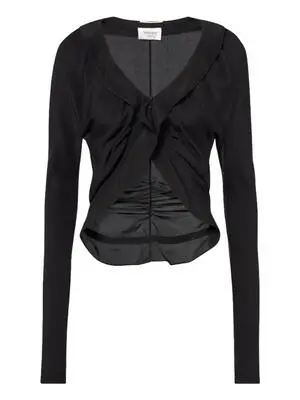 Saint Laurent Ruffled Silk Blouse - Black