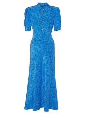 Alessandra Rich Polka-dot Silk Maxi Dress - Blue