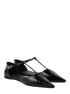 Max Mara Fsilkway Leather Ballerinas - Black
