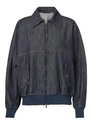 Brunello Cucinelli Denim Bomber Jacket - Blue