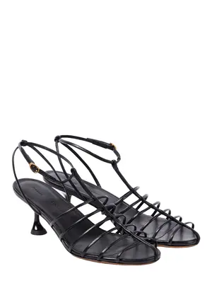 Proenza Schouler Tee Cage Leather Sandals - Black