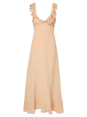 Chloé Ruffled Silk Crêpe De Chine Maxi Dress - Brown