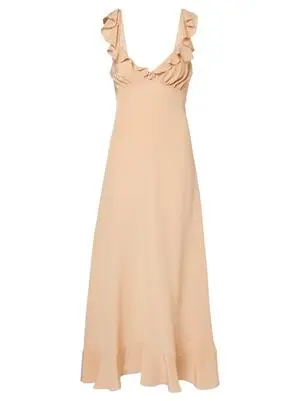 Chloé Ruffled Silk Crêpe De Chine Maxi Dress - Brown
