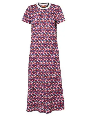 La DoubleJ Sporty Swing Printed Cotton Jersey Midi Dress - Multicoloured