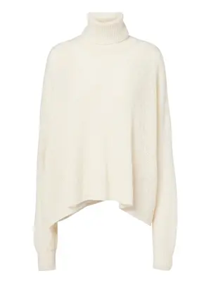 Chloé Pointelle Wool-blend And Silk Turtleneck Sweater - White