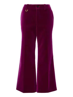 Chloé Cotton Velvet Cropped Bootcut Pants - Purple