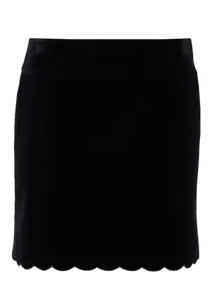 Chloé Scalloped Cotton Velvet Miniskirt - Black
