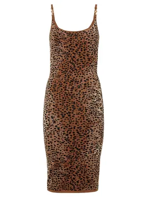 Versace Medusa '95 Knitted Leopard-print Midi Dress - Brown
