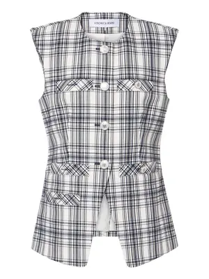 Veronica Beard Tamara Plaid Vest - White