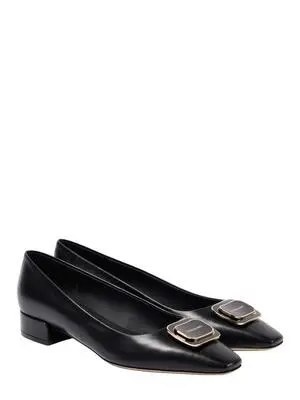 FERRAGAMO Venera 20 Leather Ballet Flats - Black