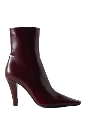 Saint Laurent Jill Patent-leather Ankle Boots - Burgundy