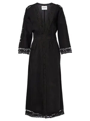 MARANT ETOILE Veona Linen And Cotton Midi Dress - Black