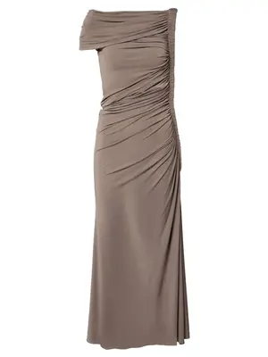 Alaïa Asymmetric Midi Dress - Brown