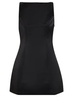 Retrofete Livie High-neck Satin Mini Dress - Black