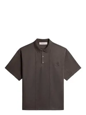 GOLDEN GOOSE Cotton Polo Shirt In Anthracite Gray With Embroidery - Grey
