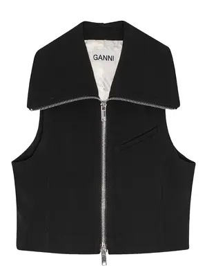 GANNI Sleeveless Zipped Vest - Black