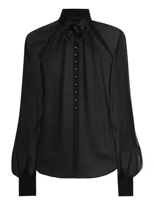 Dolce & Gabbana Floral-appliqué Shirt - Black