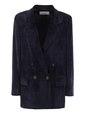 PESERICO Velvet Double-Breasted Blazer