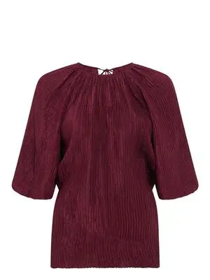 Gabriela Hearst Nula Top In Plisse Silk - Bordeaux