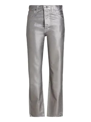 Veronica Beard Daniela Coated Metallic High-rise Straight-leg Jeans - Gray