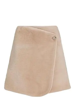 BY MALENE BIRGER Chani Mini Shearling Wrap Skirt - Neutral