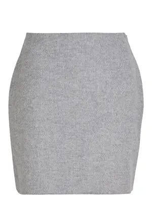 BY MALENE BIRGER Chambray Brushed Wool Mini Skirt - Gray