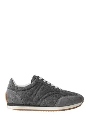 TOTEME The Sport Suede-trimmed Wool-flannel Sneakers - Gray