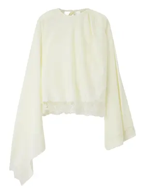 Marie Adam-Leenaerdt Lace-trimmed Satin Blouse - Ivory