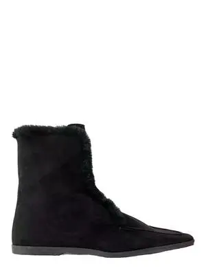 TOTEME Shearling-trimmed Suede Ankle Boots - Black
