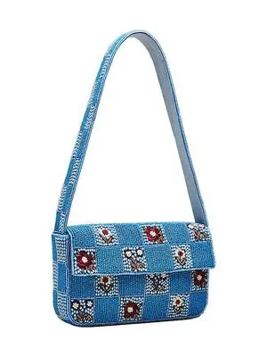 Anthropologie Beaded Floral Edition Shoulder Bag - Pale Blue Pattern