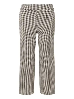 Staud Knack Cropped Gingham Flared Pants - Brown