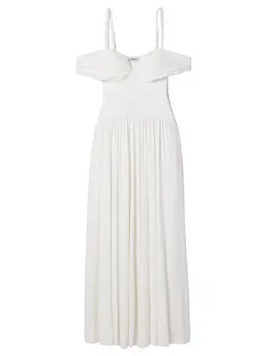 Simkhai Amarantha Cold-shoulder Pleated Gown - Ivory