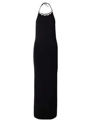SARA CRISTINA Orchid Embellished Halterneck Maxi Dress - Black