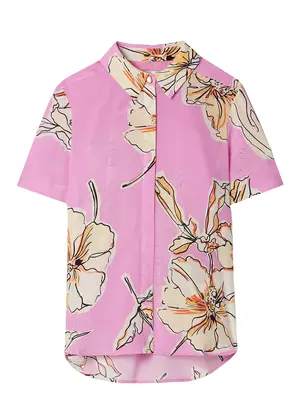 Aje Mirella Floral-print Silk Shirt - Pink