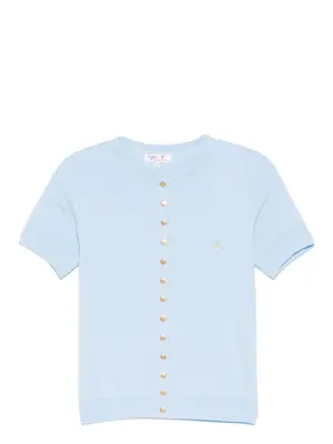 AGNÈS B. Logo-embroidered Knit Top - Blue