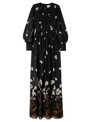 Erdem Elena Gathered Floral-print Gown - Multi