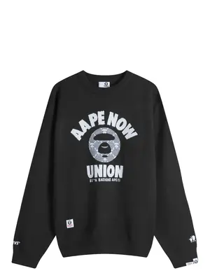 A BATHING APE Aape Union Monogram Knit Sweater - Black