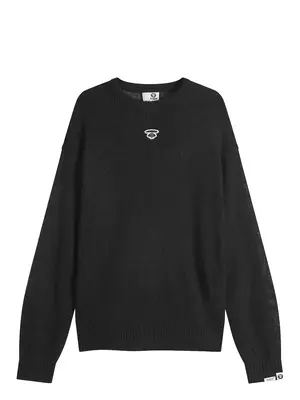 A BATHING APE Logo Mohair Knit Sweater - Black