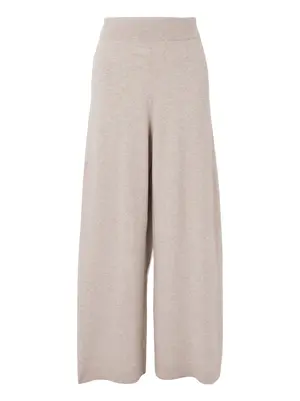 Veronica Beard Jenkins Merino Wool And Cashmere Wide-leg Pants - Neutrals