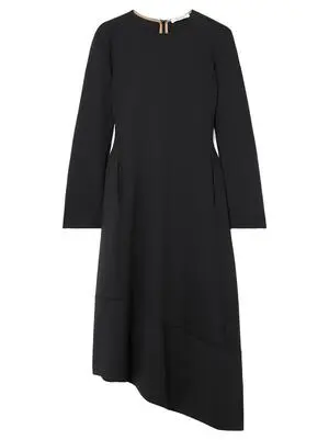 Max Mara Asymmetric Satin Midi Dress - Black