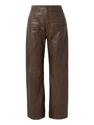 Isabel Marant Breydi Leather Wide-leg Pants - Brown