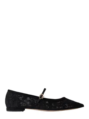 GIANVITO ROSSI Claudia Lace Mary Jane Flats - Black