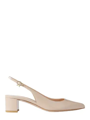 GIANVITO ROSSI Piper 45 Leather Slingback Pumps - Neutrals