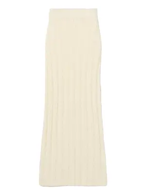 Khaite Claire Ribbed Silk And Cashmere-blend Midi Skirt - Cream