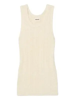 Khaite Lena Ribbed Silk And Cashmere-blend Tank - Cream